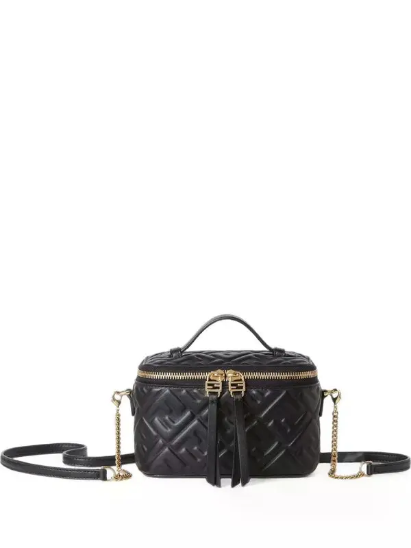Fendi Ff-embossed Leather Makeup Bag - Black