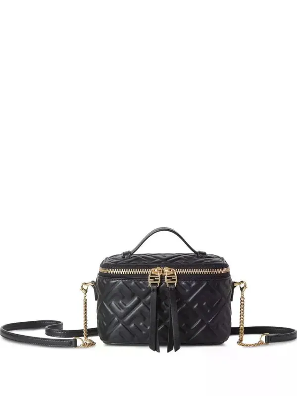 Fendi Ff-embossed Leather Makeup Bag - Black