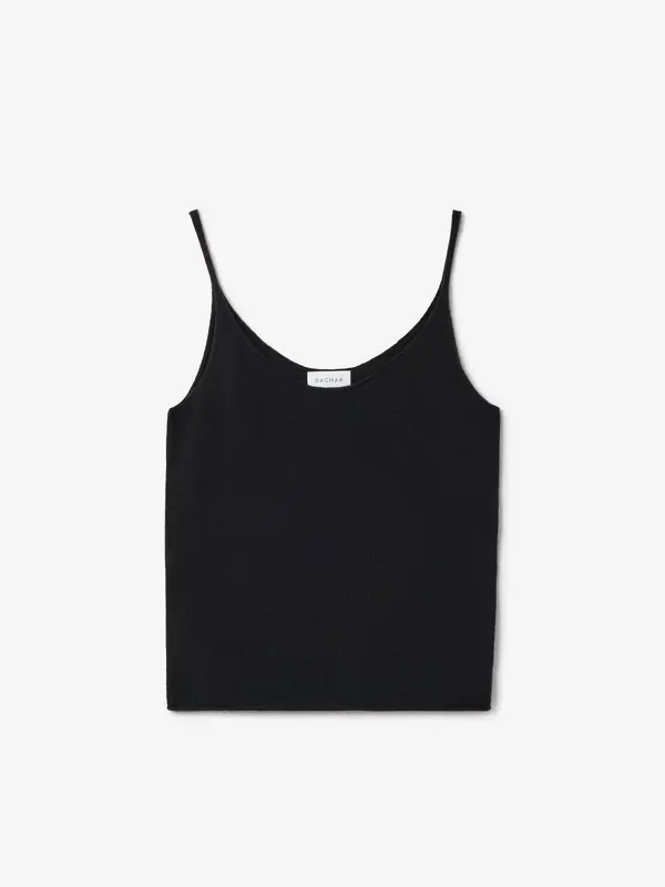 HOUSE OF DAGMAR Knitted Strap Top In Cashmere Blend - Black