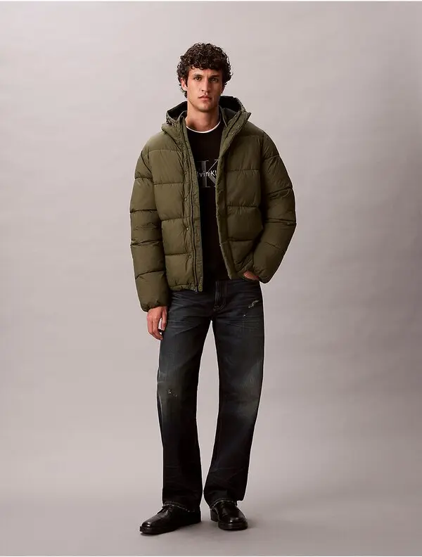 Calvin Klein Hooded Puffer Jacket - Fatigue