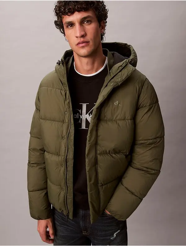 Calvin Klein Hooded Puffer Jacket - Fatigue