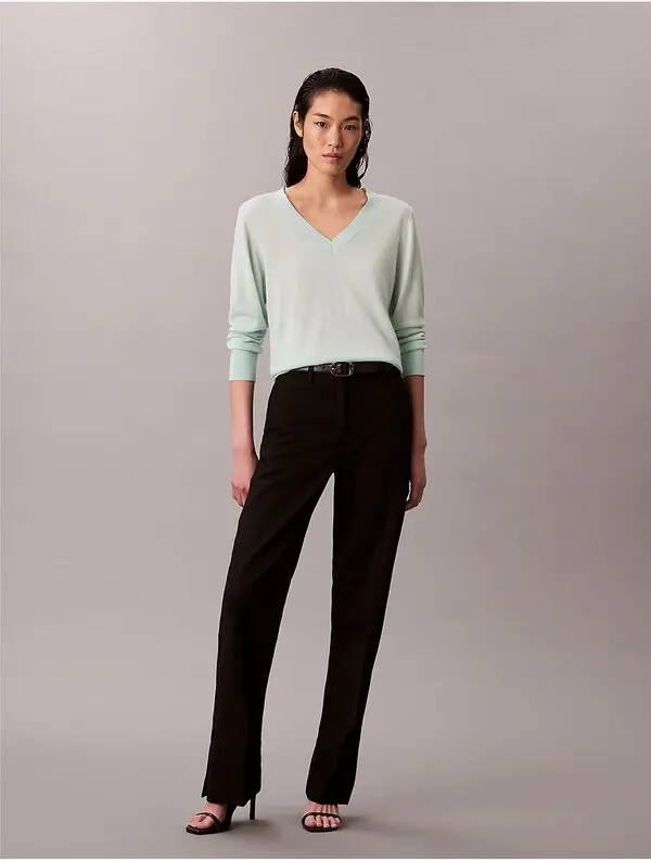 Calvin Klein Merino Wool V-neck Sweater - Moonlight Jade