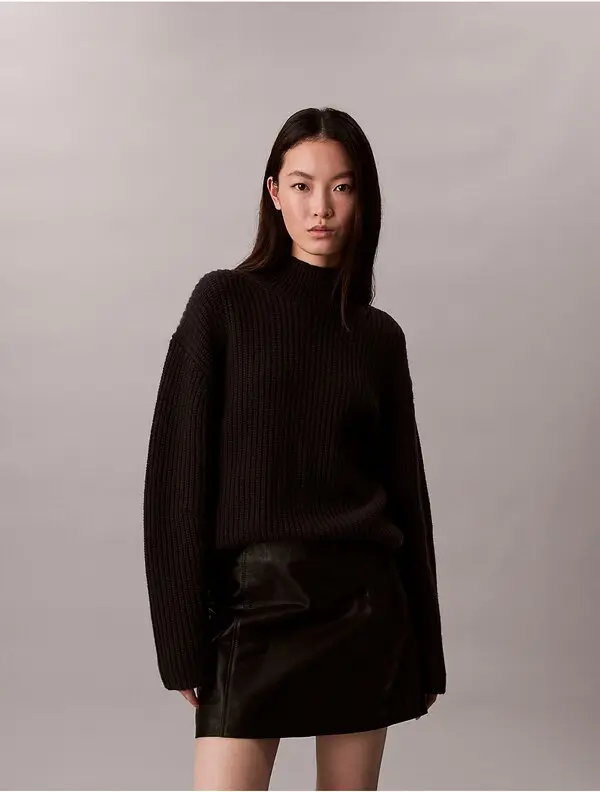 Calvin Klein Relaxed Fit Merino Wool Blend Turtleneck Sweater