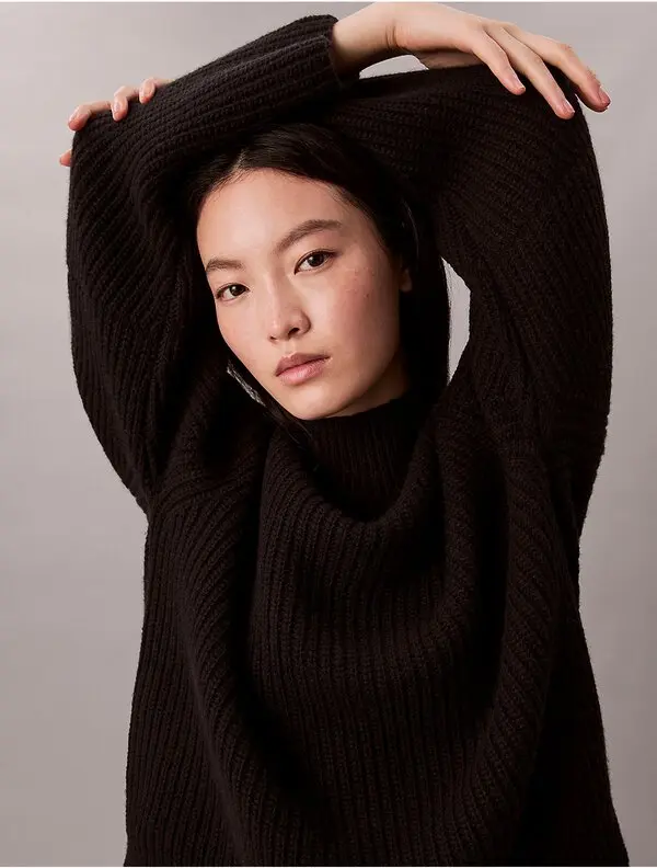Calvin Klein Relaxed Fit Merino Wool Blend Turtleneck Sweater