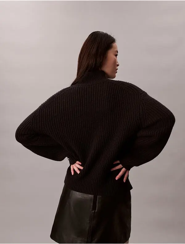 Calvin Klein Relaxed Fit Merino Wool Blend Turtleneck Sweater