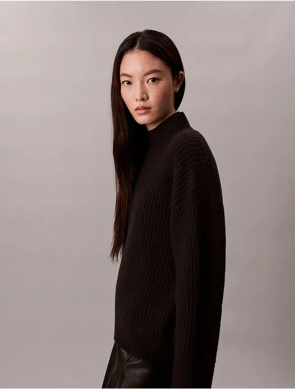 Calvin Klein Relaxed Fit Merino Wool Blend Turtleneck Sweater