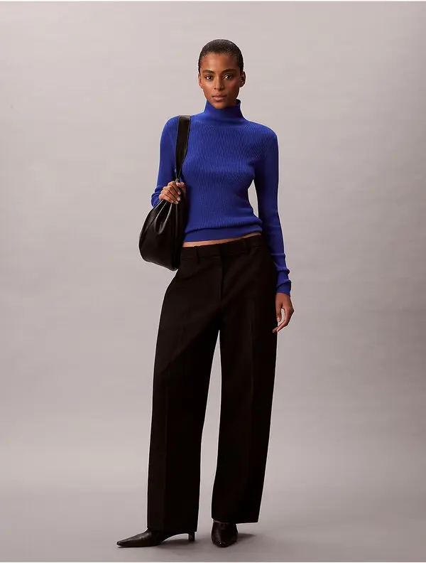 Calvin Klein Wool Blend Ribbed Turtleneck Sweater