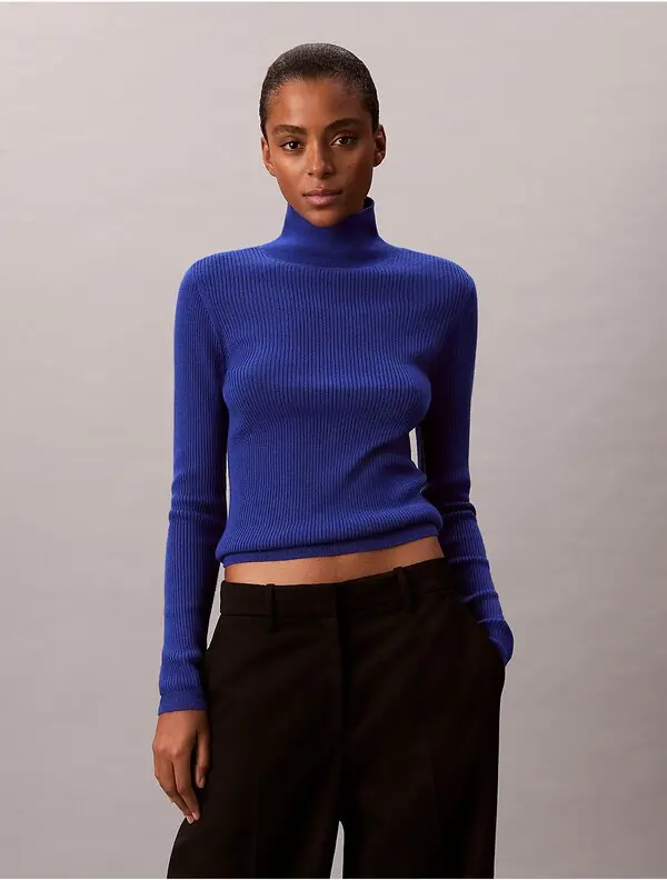 Calvin Klein Wool Blend Ribbed Turtleneck Sweater