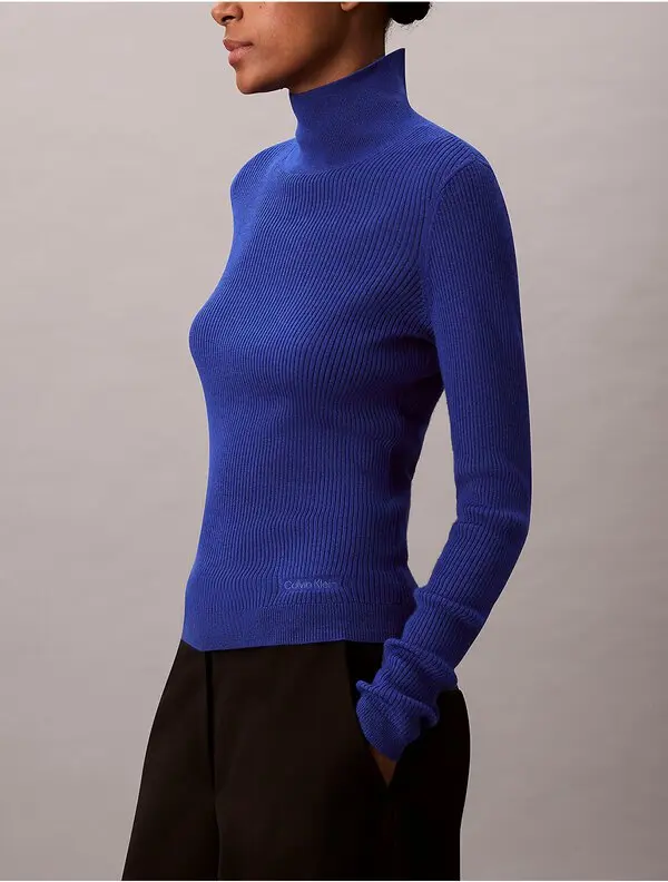 Calvin Klein Wool Blend Ribbed Turtleneck Sweater