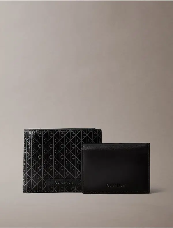 Calvin Klein Emblem Bifold Wallet With Card Case - Black