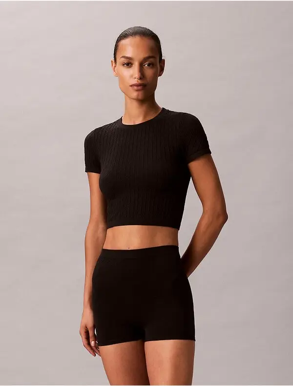 Calvin Klein Rib Emblem Seamless Shortie - Black
