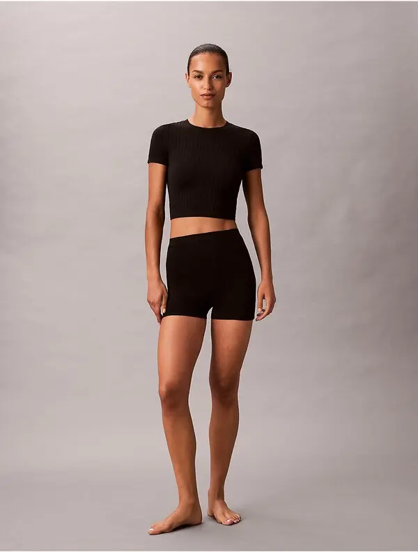 Calvin Klein Rib Emblem Seamless Shortie - Black