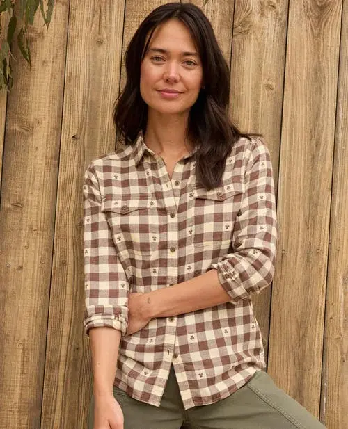 TOAD & CO Re-form Flannel Long Sleeve Shirt - Chestnut Dobby