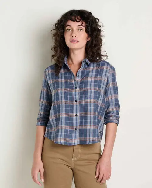 TOAD & CO Re-form Flannel Boxy Long Sleeve Shirt - Midnight Pattern