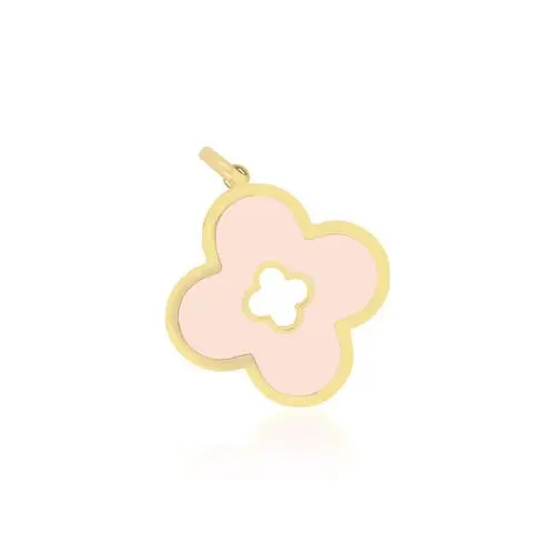 THE LOVERY FINE JEWELRY Clover Cut Out Charm - Pink Pearl