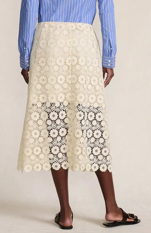 LANDS' END Lace Overlay Midi Skirt