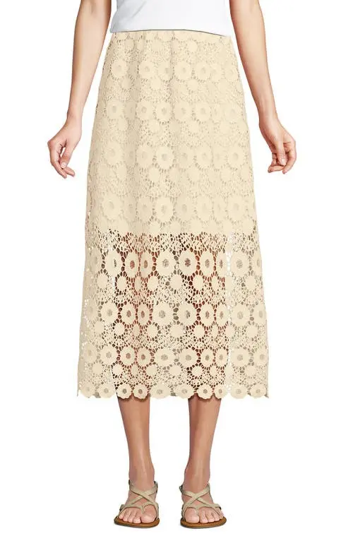 LANDS' END Lace Overlay Midi Skirt