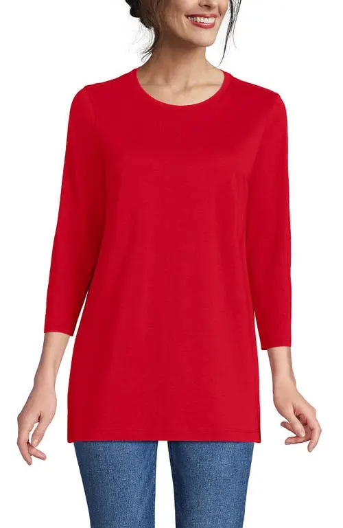 LANDS' END Cotton Supima Tunic - Compass Red