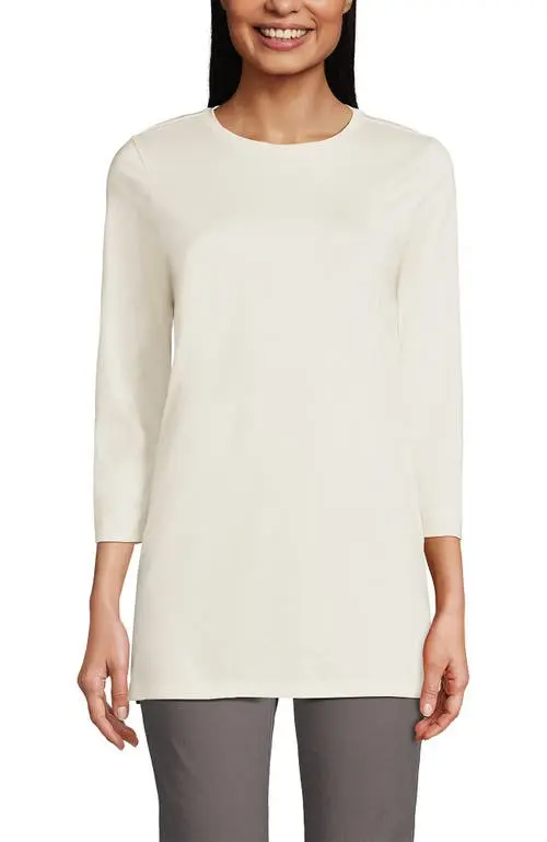 LANDS' END Cotton Supima Tunic - Fresh Ivory