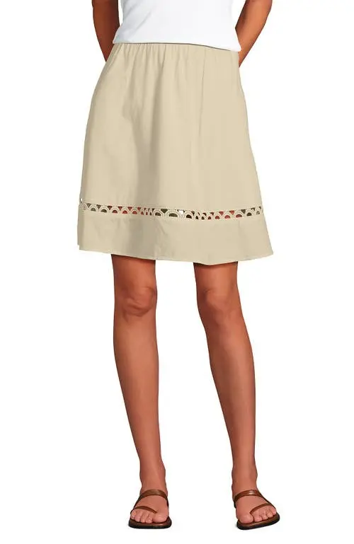 LANDS' END Voile Ladder Trim Mini Skirt - Dried Bamboo