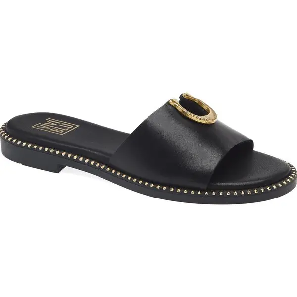 VIVI BLU Acacia Leather Slide Sandal - Black