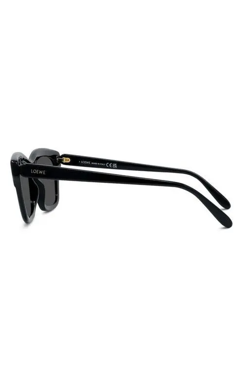 Loewe Slim 53mm Rectangular Sunglasses - Shiny Black/smoke