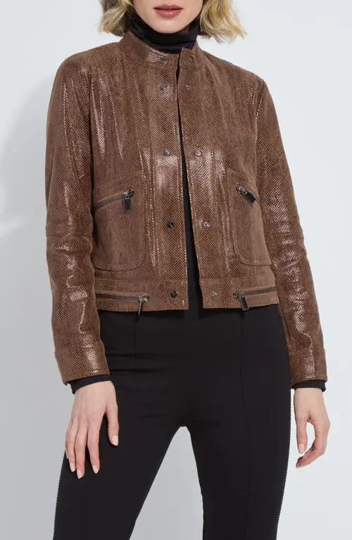 Lyssé Snake Embossed Faux Suede Jacket