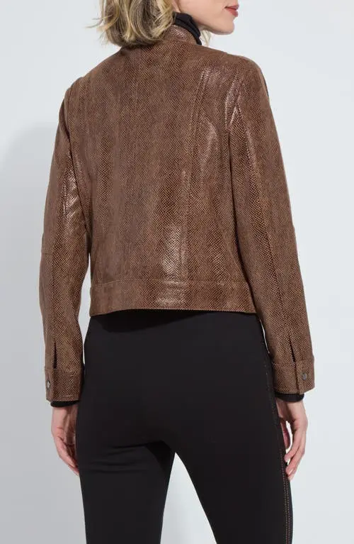 Lyssé Snake Embossed Faux Suede Jacket