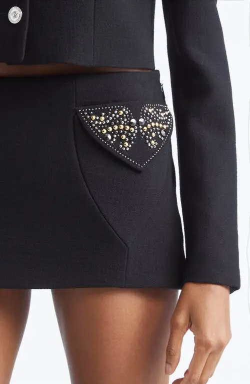 Versace Embellished Wool Crepe Miniskirt