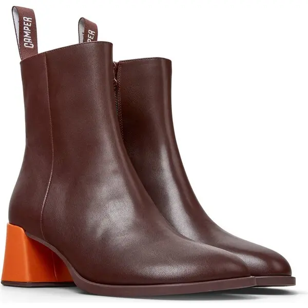 Camper Kora Square Toe Boots - Burgundy