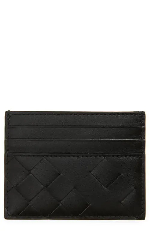 Bottega Veneta Intrecciato Leather Card Case - 8803 Black/silver