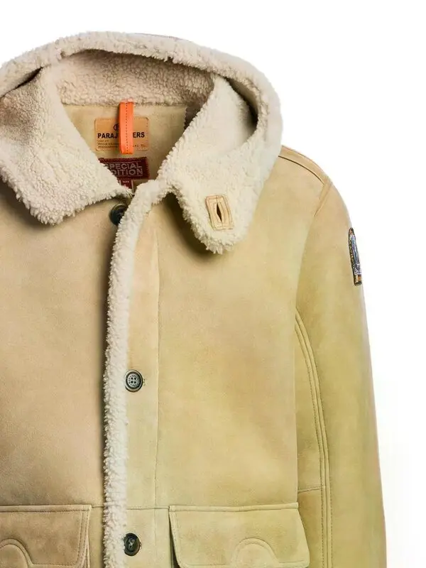 PARAJUMPERS Hooded Suede Sheepskin Jacket
