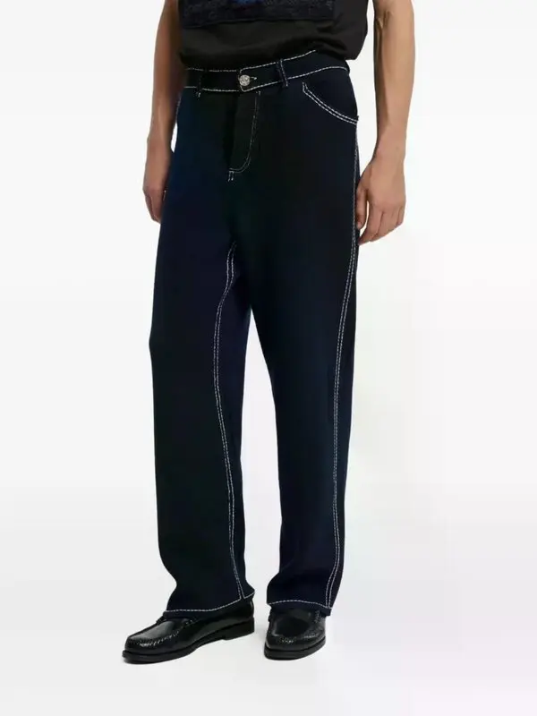 BARRIE Contrast-stitch Wool Trousers