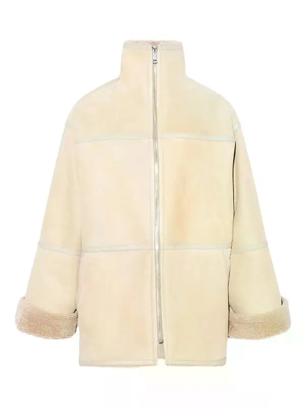 YVES SALOMON Suede-shearling Panelled Coat
