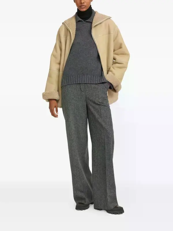 YVES SALOMON Suede-shearling Panelled Coat