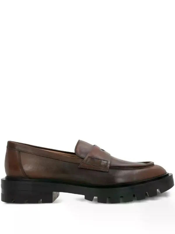 Santoni Leather Penny Loafers