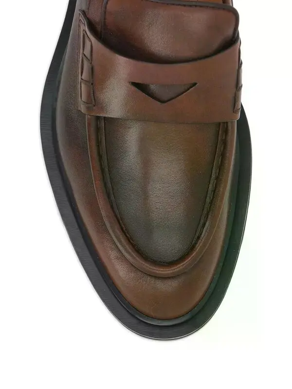 Santoni Leather Penny Loafers