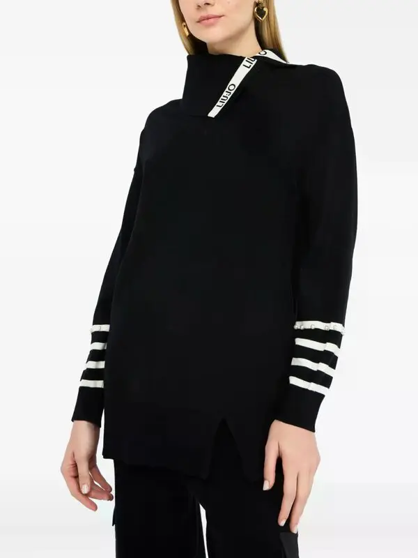 Liu Jo Roll-neck Top With Striped Cuffs