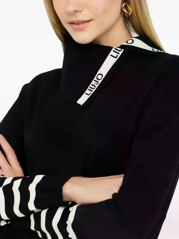 Liu Jo Roll-neck Top With Striped Cuffs