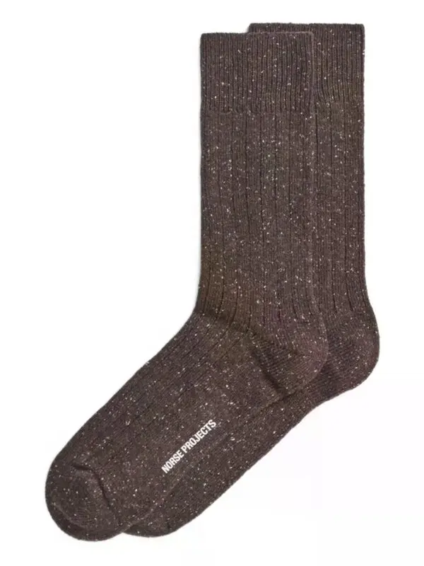 Norse Projects Bjarki Speckled Socks - Brown
