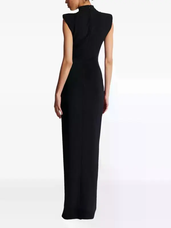 Balmain Maxi Zip-detail Shoulder-pad Dress - Black