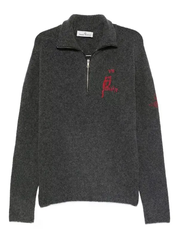 VIVIENNE WESTWOOD Embroidered-logo Half-zip Sweater