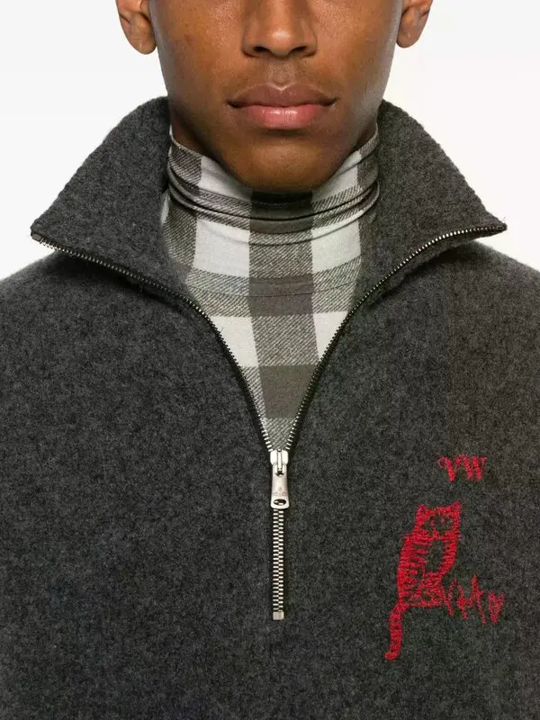 VIVIENNE WESTWOOD Embroidered-logo Half-zip Sweater