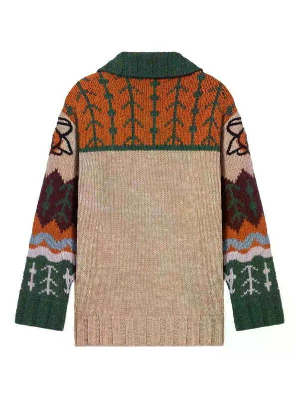 La DoubleJ Floral-embroidered Zip-up Cardigan - Neutrals