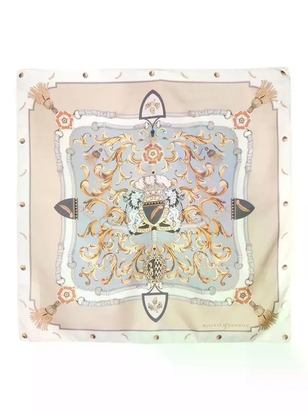 ASPINAL OF LONDON Logo-print Silk Scarf