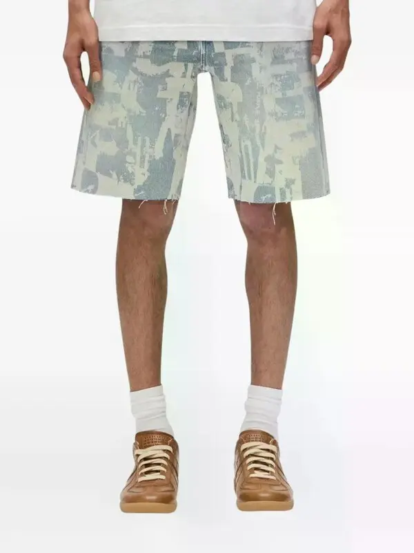 PURPLE BRAND Paint-effect Denim Shorts - Blue