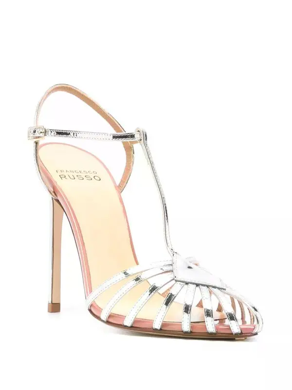 FRANCESCO RUSSO Metallic-effect Patent-leather Sandals