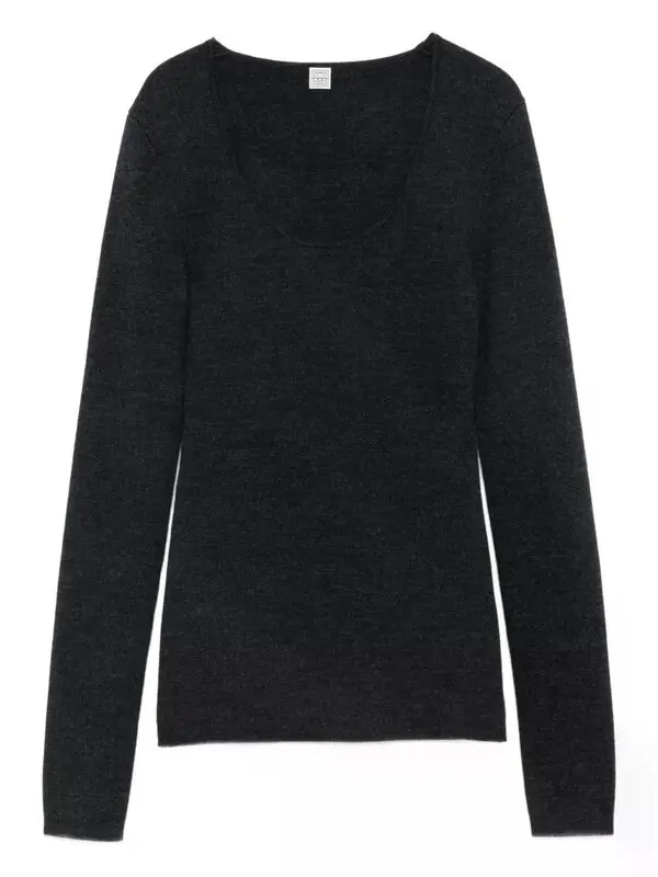 TOTEME Scoop-neck Long-sleeve Knit Top - Grey