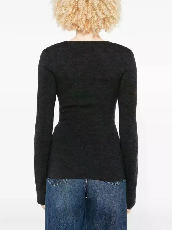 TOTEME Scoop-neck Long-sleeve Knit Top - Grey