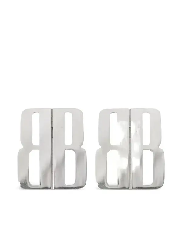 Balenciaga Number-plaque Stud Earrings - Silver